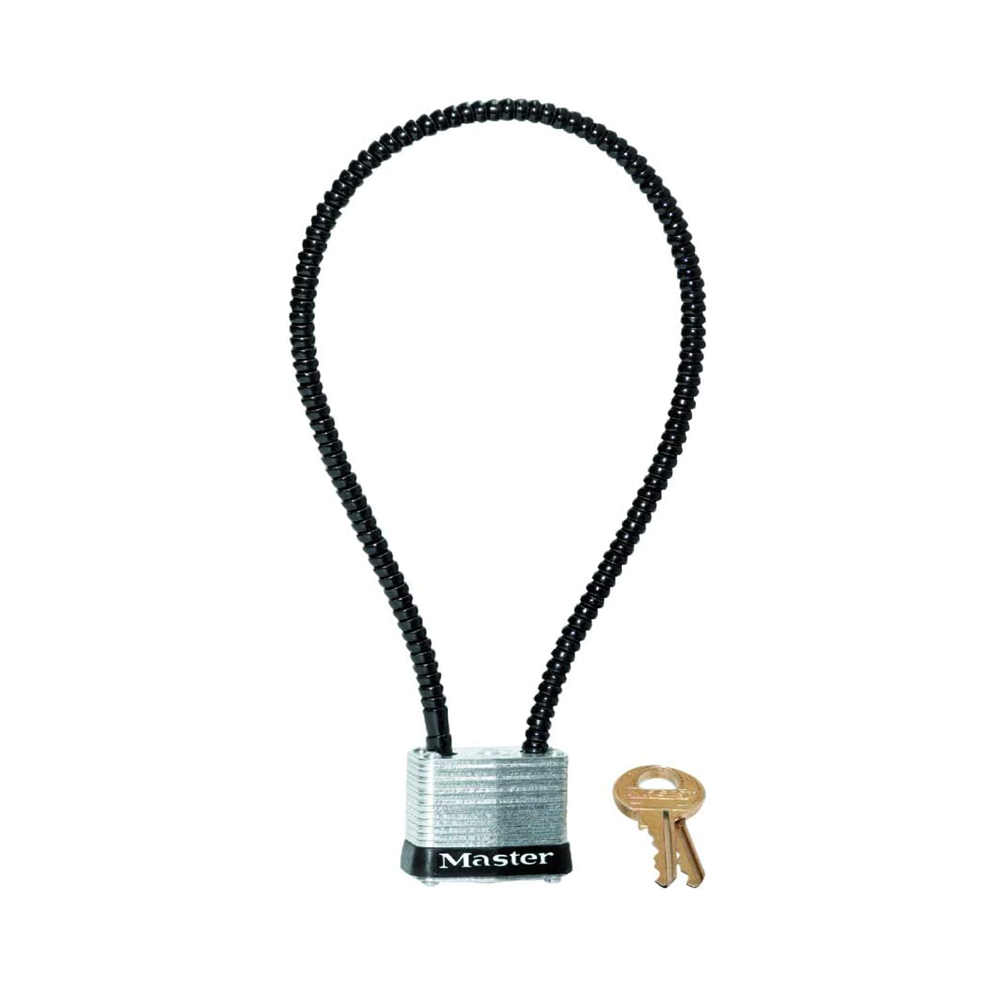 Master Lock Gun Lock, Laminated Steel Padlock with Braided Steel Cable