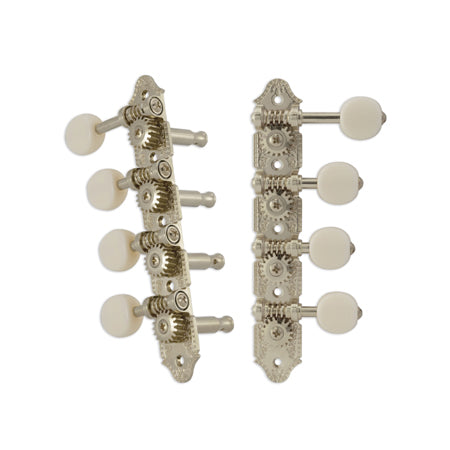 Professional Mandolin “F” Style Nickel Set 8 4 + 4 on Plate W/White Bu