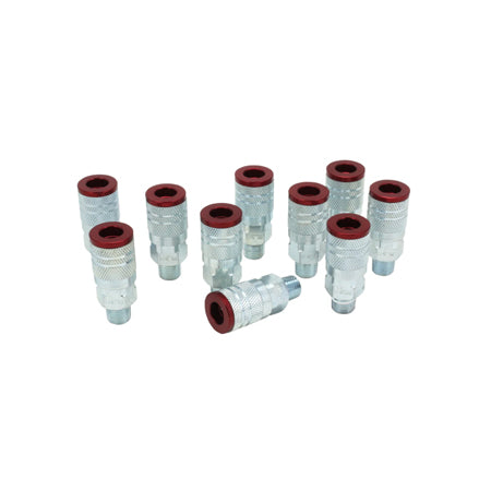 COLORFIT® Milton Couplers (M-Style, Red) - 1/4" NPT (Box of 10)