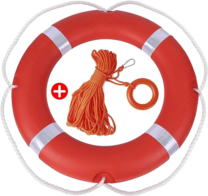 28 inch Boat Safety Throw Ring with Water Floating Lifesaving Rope 98.
