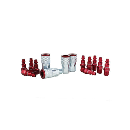 COLORFIT® Coupler & Plug Kit - M-STYLE® - 1/4" NPT Red Couplers & Plug