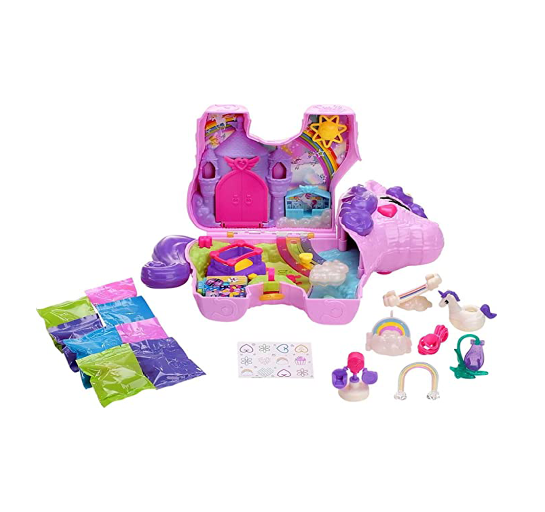 Polly Pocket Mini Toys, Large Compact Playset with 2 Micro Dolls and A